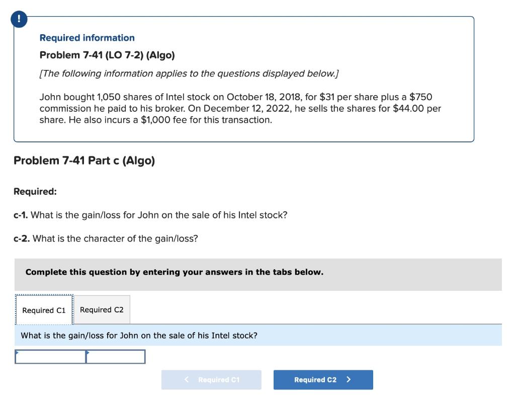 Solved Required information Problem 7-41 (LO 7-2) (Algo) | Chegg.com Solved Required information Problem 7-41 (LO 7-2) (Algo) | Chegg.com