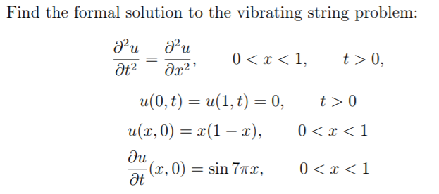 Solved Find the formal solution to the vibrating string | Chegg.com