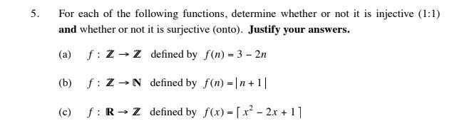 Solved 5. For each of the following functions, determine | Chegg.com