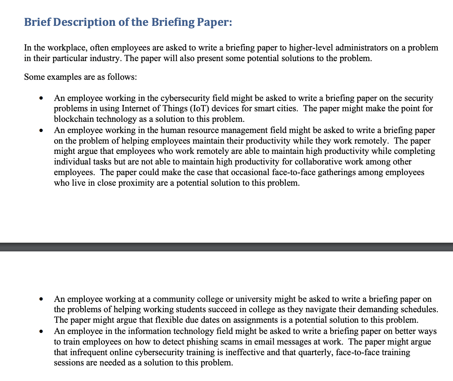 Solved Brief Description of the Briefing Paper: In the | Chegg.com