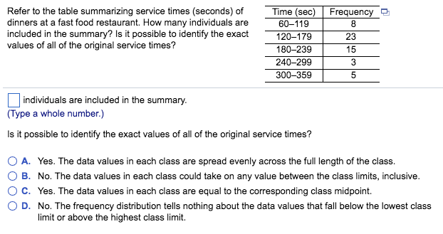 Solved Refer to the table summarizing service times | Chegg.com