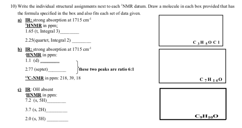 Solved 10) Write the individual structural assignments next | Chegg.com