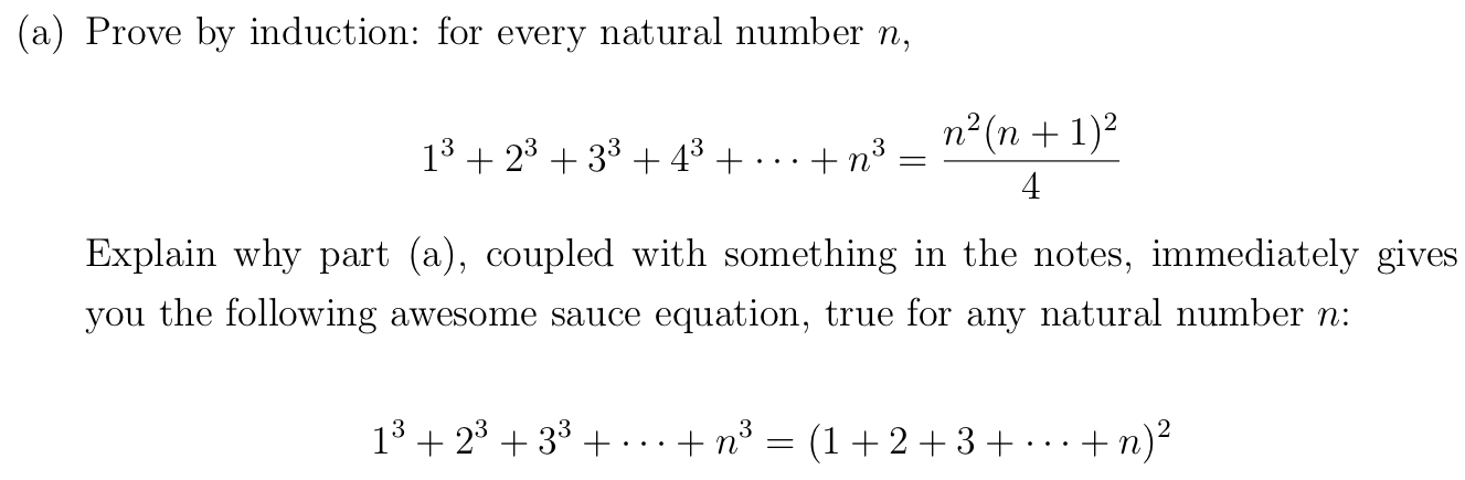 Solved (a) ﻿Prove by induction: for every natural number | Chegg.com