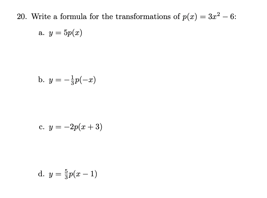Solved 20. Write a formula for the transformations of | Chegg.com