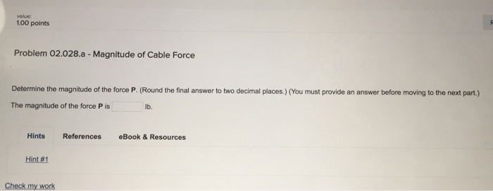 Solved Problem 02.028 Support Cable DEPENDENT MULTI-PART | Chegg.com