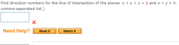 Solved Find direction numbers for the line of intersection | Chegg.com