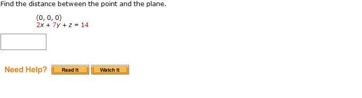 Solved Find the distance between the point and the plane. | Chegg.com