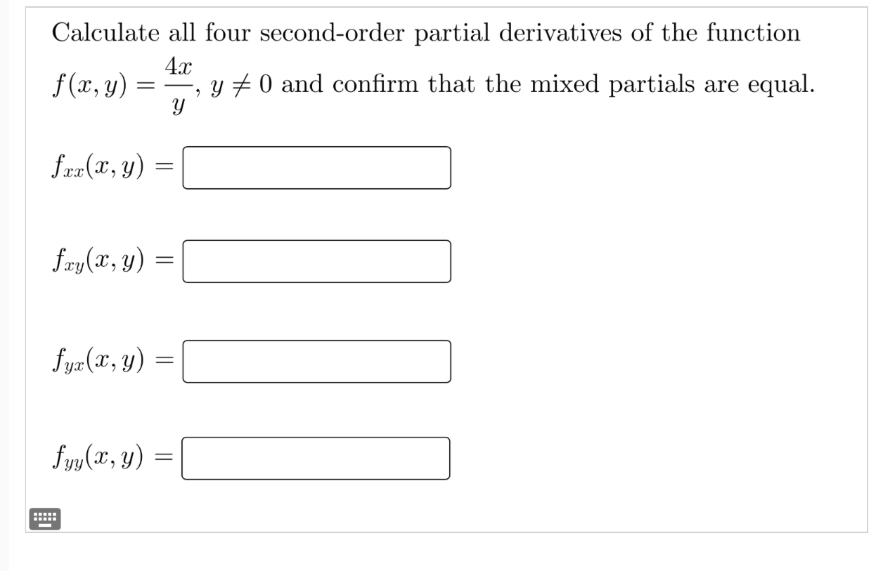 Solved Calculate All Four Second Order Partial Derivatives