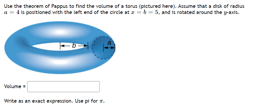 Solved Use the theorem of Pappus to find the volume of a | Chegg.com