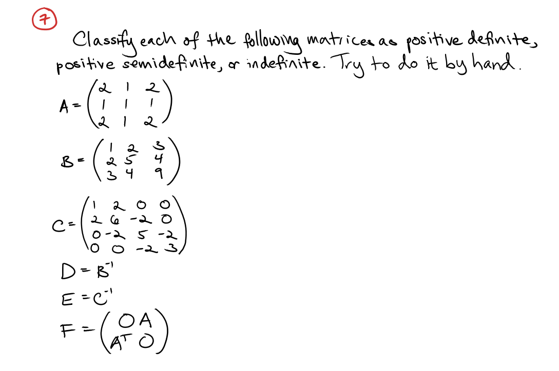 Solved Classify each of the following matrices as positive | Chegg.com