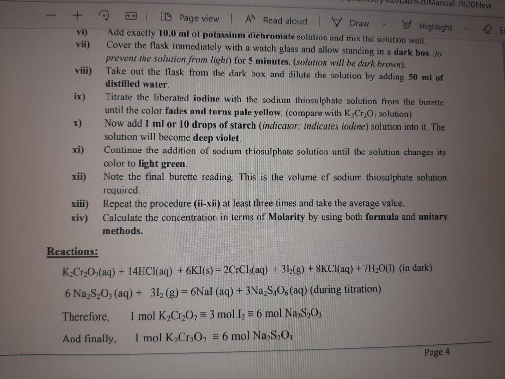 Solved Experiment No. 04 Experiment Name: Standardization of | Chegg.com