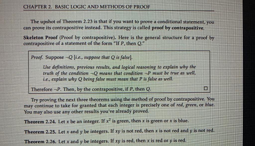 Solved CHAPTER 2. BASIC LOGIC AND METHODS OF PROOF The | Chegg.com