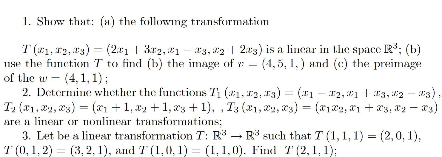Solved 1. Show that: (a) the following transformation = = T | Chegg.com
