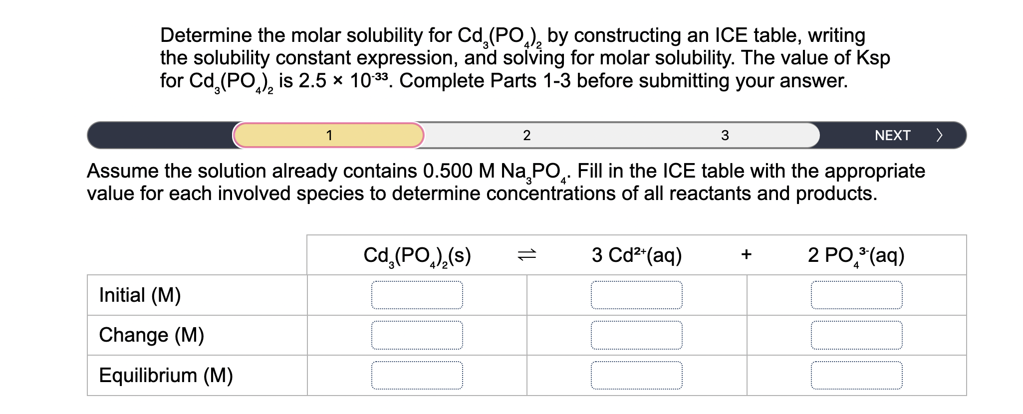 Solved Determine the molar solubility for Cd3(PO4)2 by | Chegg.com