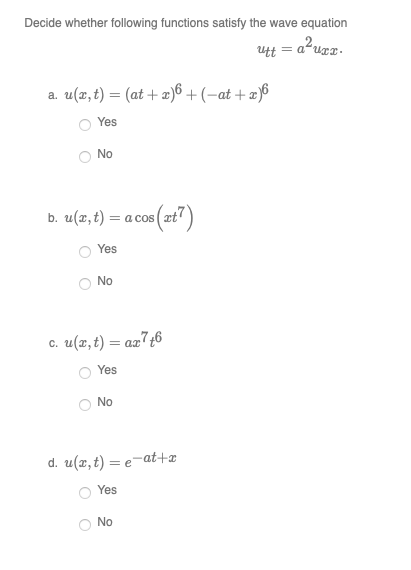 Solved Part 1. Decide whether the following functions | Chegg.com