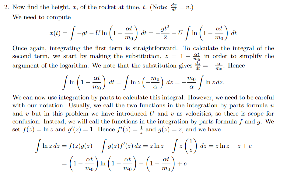 Solved This question is about the rocket flight example from | Chegg.com