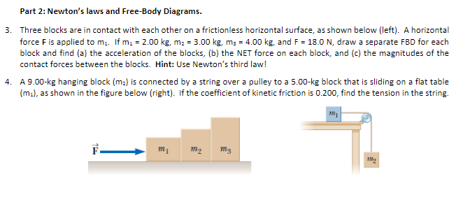 Solved Part 2: Newton's laws and Free-Body Diagrams. 3. | Chegg.com