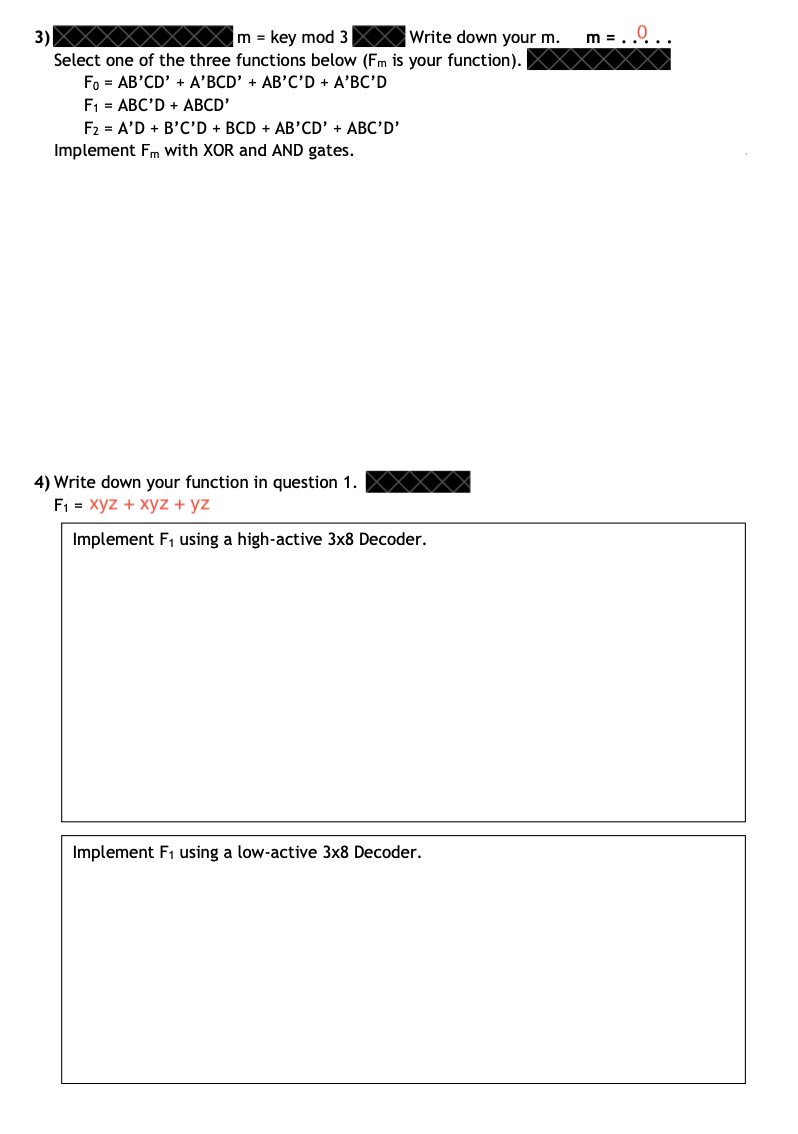 Solved m = 0 3) m = key mod 3 Write down your m. Select one | Chegg.com