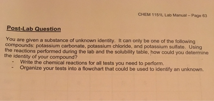 Solved CHEM 1151L Lab Manual-Page 63 Post-Lab Question You | Chegg.com Solved CHEM 1151L Lab Manual-Page 63 Post-Lab Question You | Chegg.com