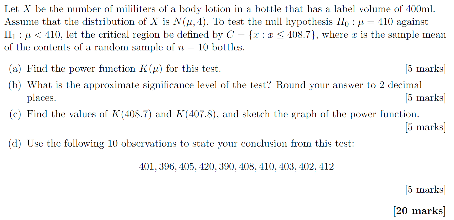 Solved Let X be the number of mililiters of a body lotion in | Chegg.com