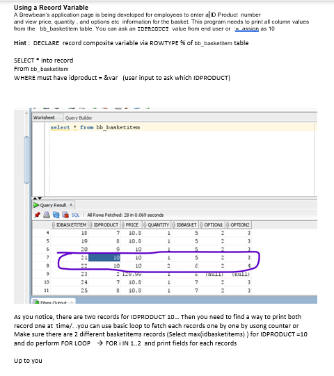 Solved For Oracle Sqlusing A Record Variablea Brewteans 6438