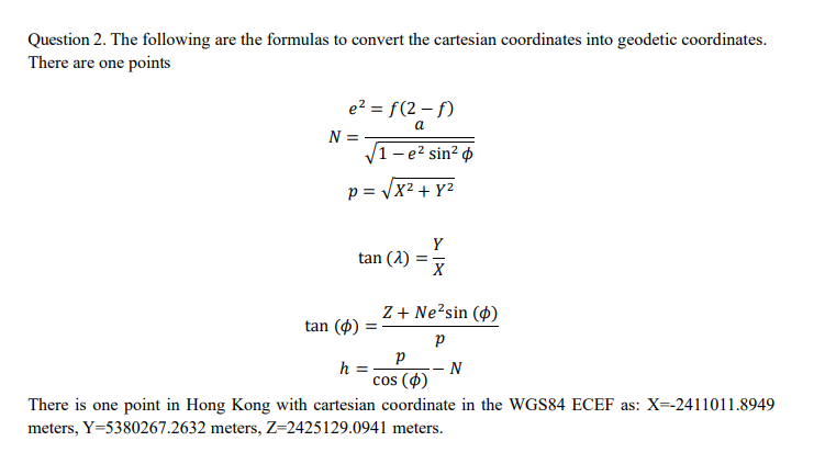 Question 2. The following are the formulas to convert | Chegg.com