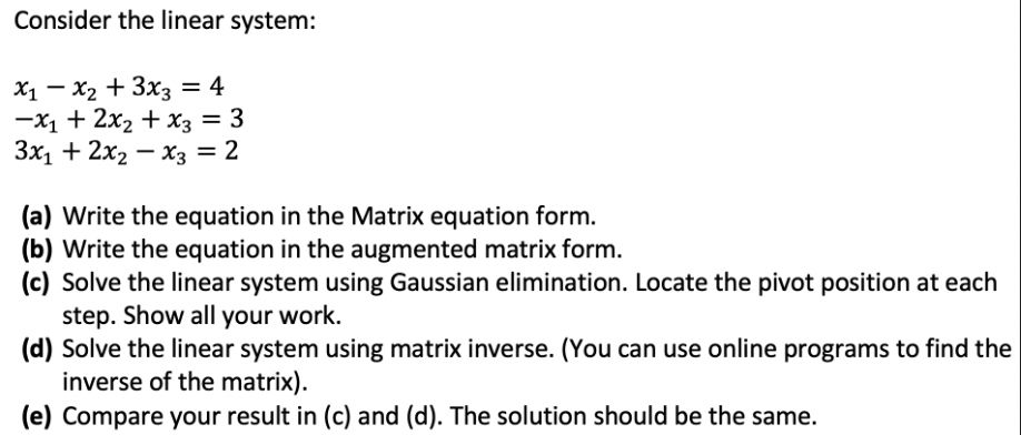 Solved Consider the linear system: | Chegg.com
