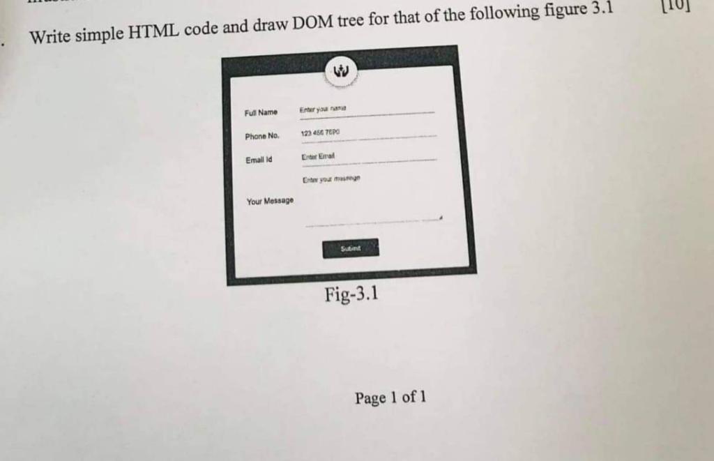 Solved Write simple HTML code and draw DOM tree for that of | Chegg.com