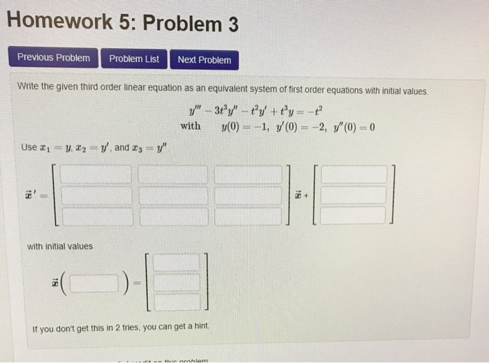 Solved Homework 5: Problem 3 Previous Problem Problem List | Chegg.com