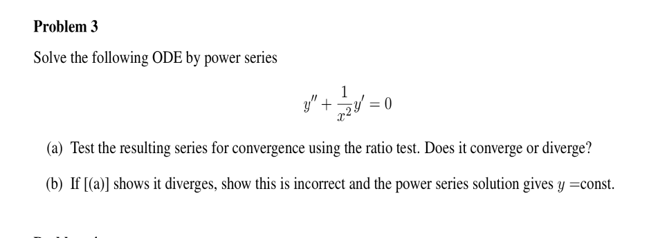 Solve the following ODE by power series y′′+x21y′=0 | Chegg.com