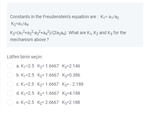 Constants in the Freudenstein's equation are: K1=/a2 | Chegg.com