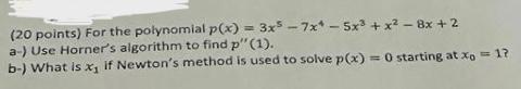 Solved (20 points) For the polynomial | Chegg.com