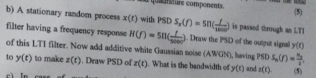 Solved ature components (5) b) A stationary random process | Chegg.com