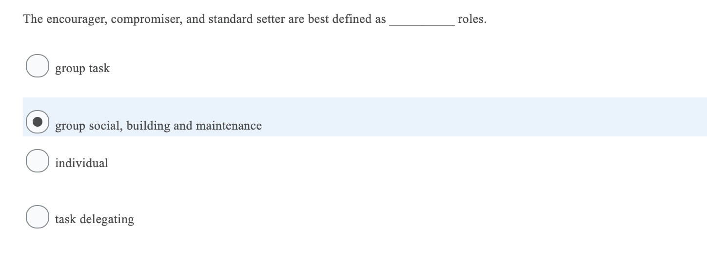 Solved The encourager, compromiser, and standard setter are | Chegg.com