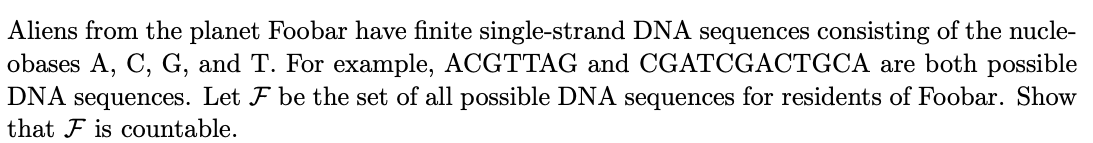 Solved Aliens from the planet Foobar have finite | Chegg.com