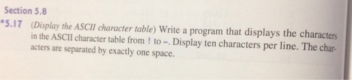 Solved Section 5.8 5.17 (Display the ASClIl character table) | Chegg.com