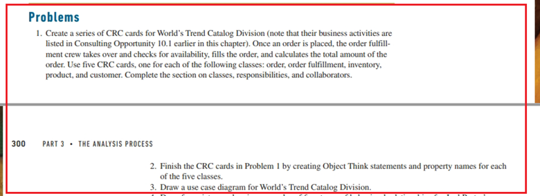 Solved Problems 1. Create a series of CRC cards for World's | Chegg.com