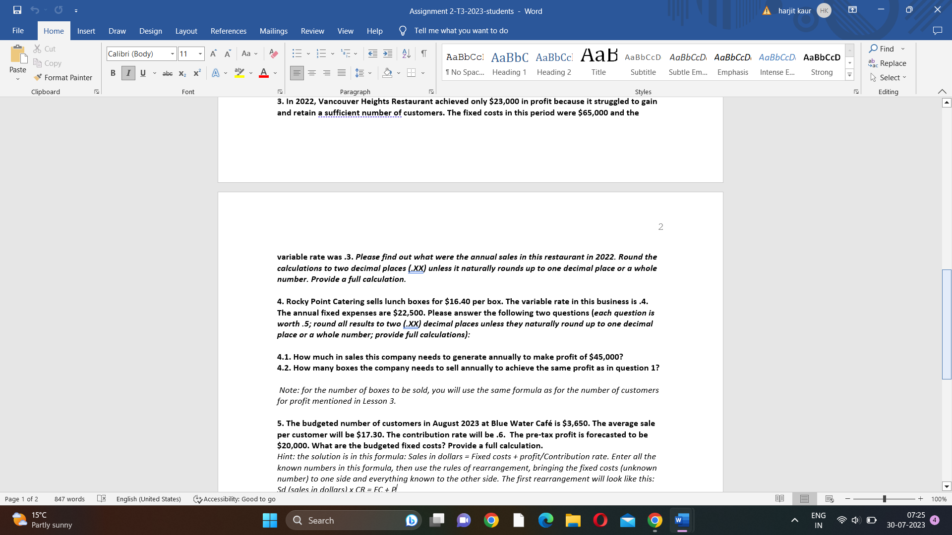 Solved Paragraph Styles 3. In 2022, Vancouver Heights | Chegg.com