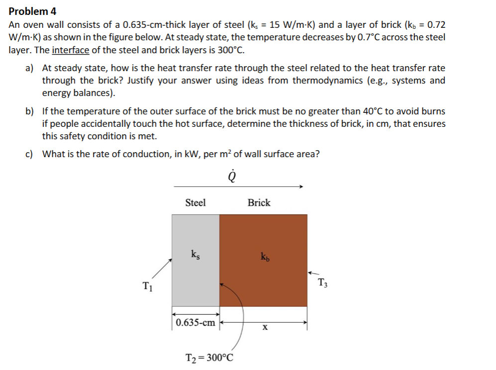 Solved Problem 4An oven wall consists of a 0.635 -cm-thick | Chegg.com