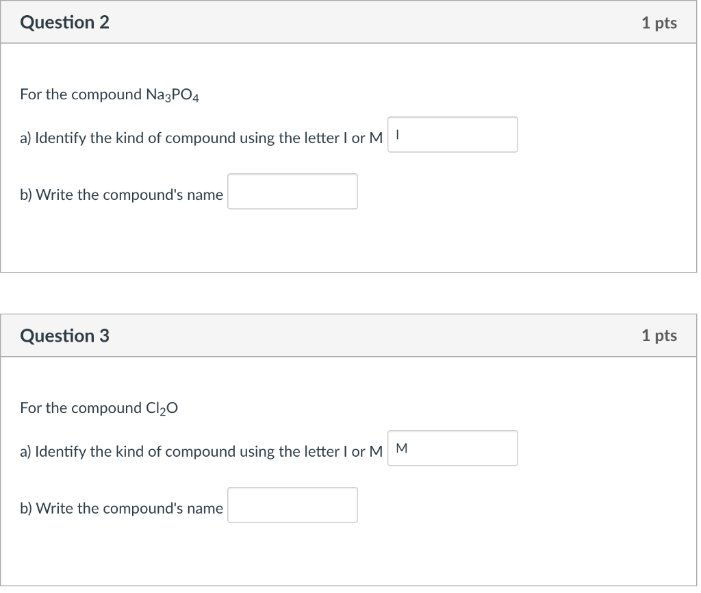 Solved Question 2 1 pts For the compound Na3PO4 a) Identify | Chegg.com