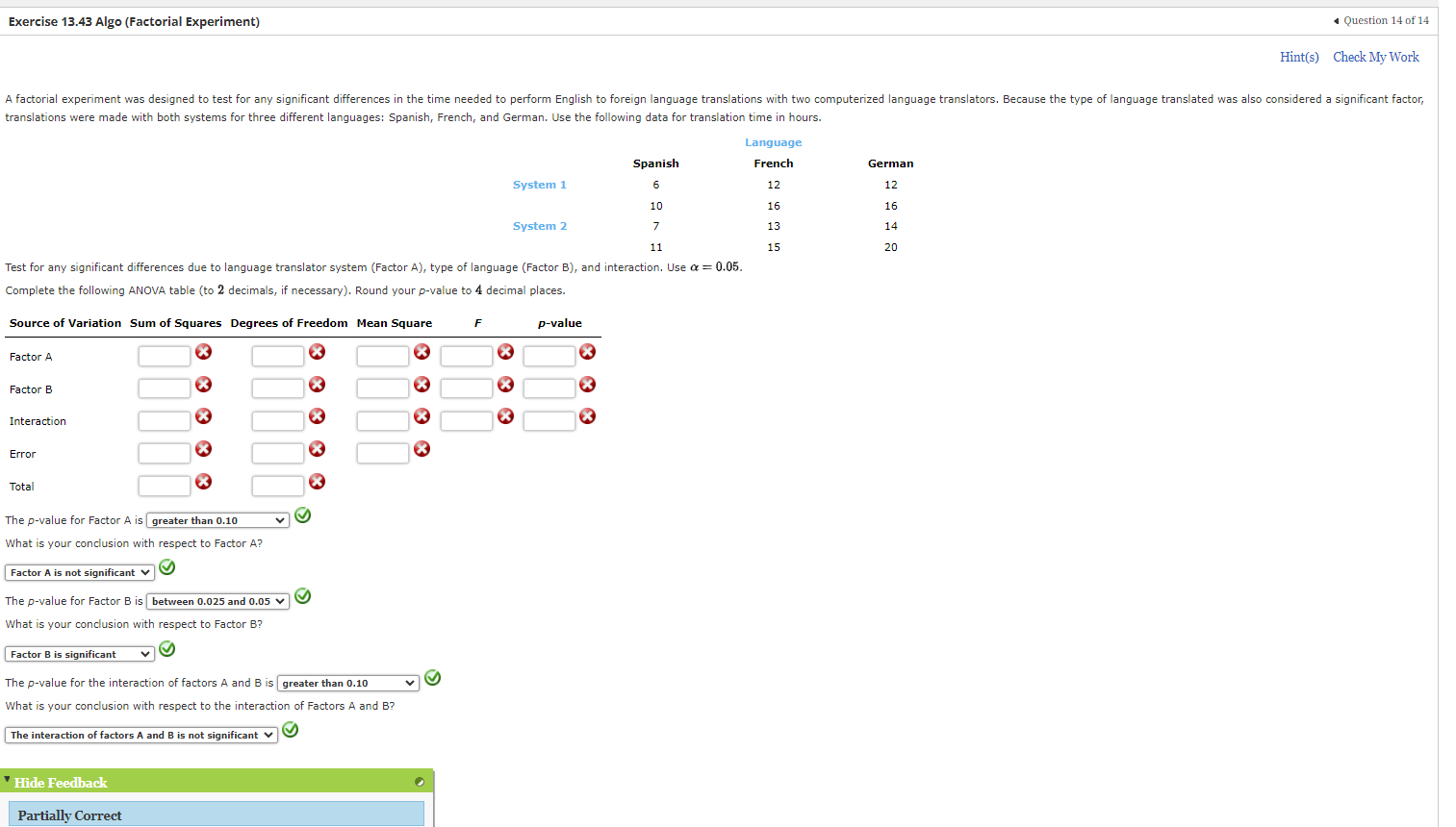 Solved Exercise 13.43 ﻿Algo (Factorial Experiment)Question | Chegg.com