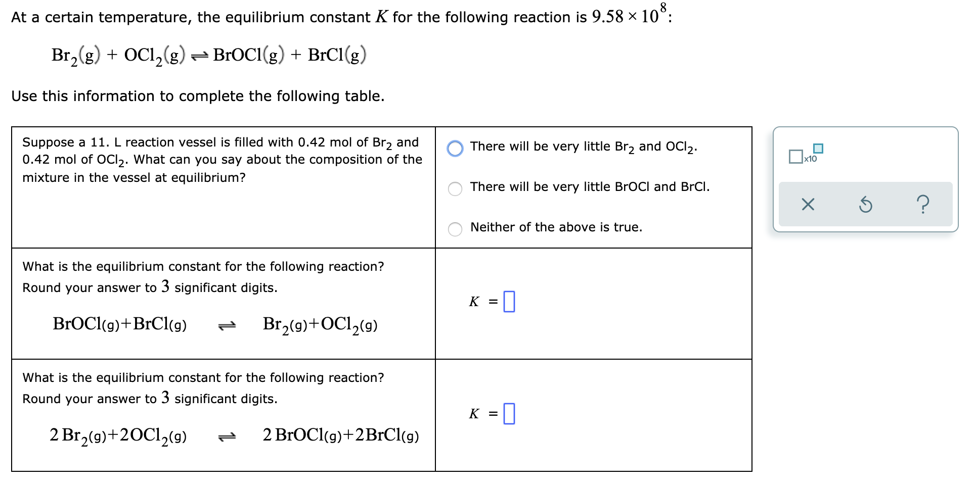Solved At a certain temperature, the equilibrium constant K | Chegg.com