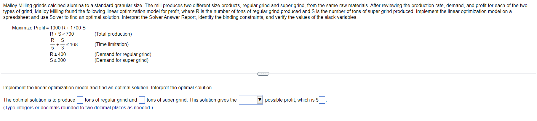 Solved spreadsheet and use Solver to find an optimal | Chegg.com