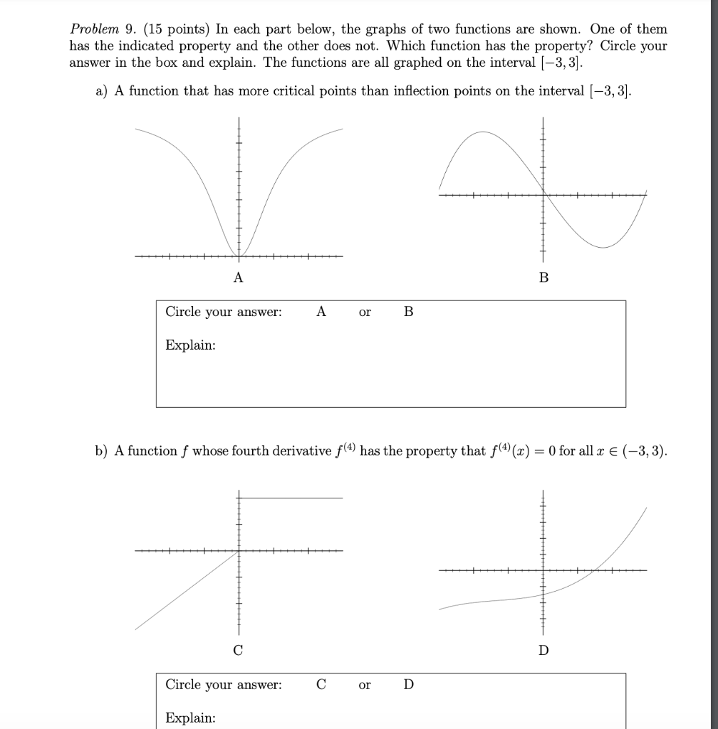 Solved Problem 9. (15 points) In each part below, the graphs | Chegg.com