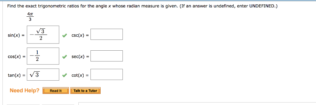 Solved Find the exact trigonometric ratios for the angle x | Chegg.com