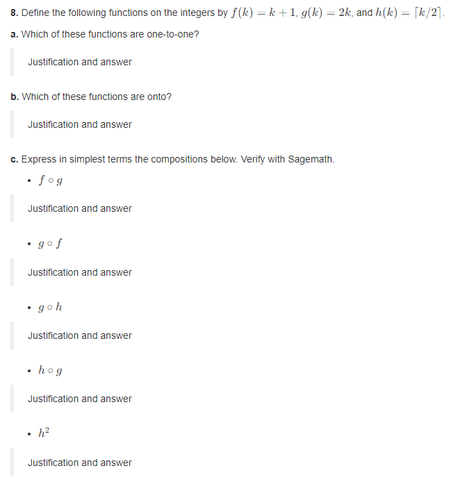 Solved Define the following functions on the integers by | Chegg.com