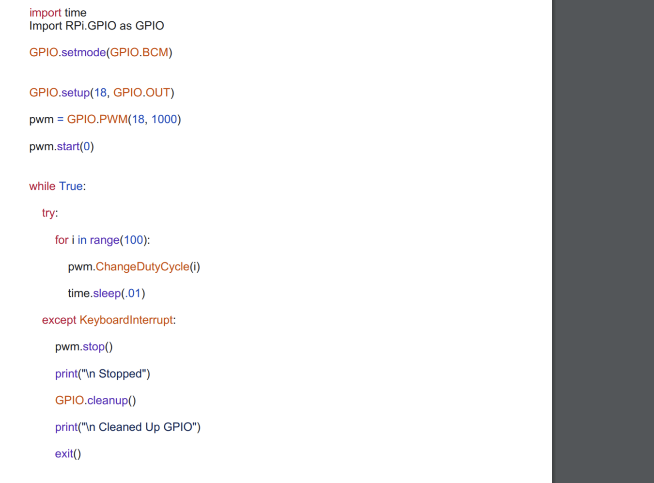 Solved import time Import RPI.GPIO as GPIO | Chegg.com