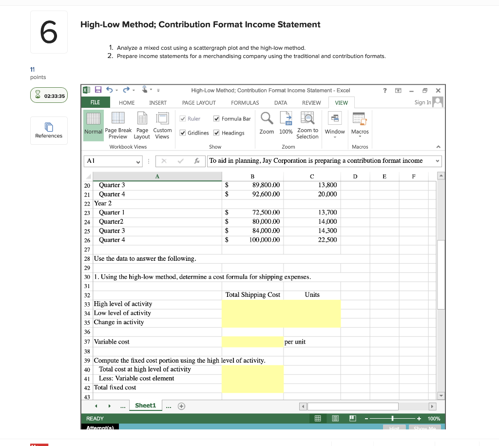 Solved: Quiz 3 On Ch18 A Saved High-Low Method; Contributi... | Chegg.com