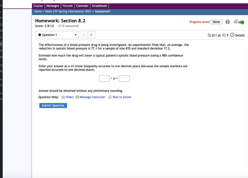 Solved Course Messages Forums Calendar Gradebook Home > Math | Chegg.com