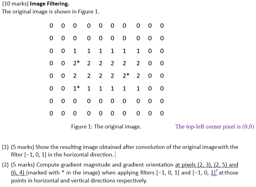 Solved (10 ﻿marks) ﻿Image Filtering.The original image is | Chegg.com